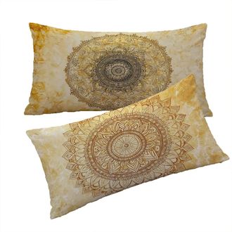 Generic Kissenbez&uuml;ge Orange Farbe Kissenbezug 40x70cm Retro Kissenbez&uuml;ge Pillow Cover Dekokissen Leinen Weich und Bequem 2er Set Beidseitig Bedruckt Waschbar 