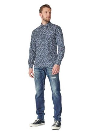 Le Temps Des Cerises Chemise Paster Bleu Marine &agrave; Motif Fleuri