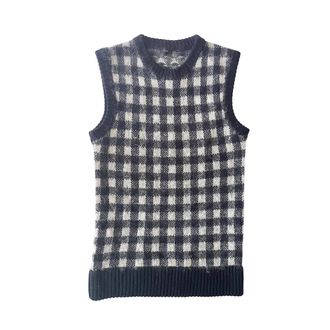 Joseph Check Mohair Blend Sweater Vest Size M