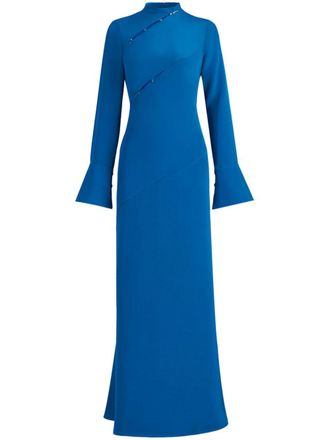 Shanghai Tang robe mi-longue &agrave; d&eacute;tails de d&eacute;coupe - Bleu