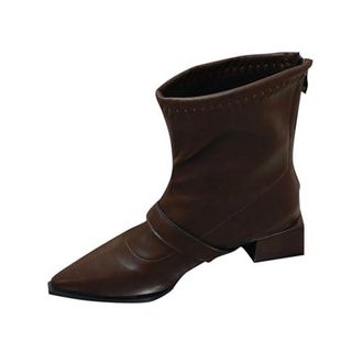 Generic Bottines pour femme &agrave; talon &eacute;pais - Confortables - Bout pointu - Boucle de couleur unie - Fermeture &eacute;clair dans le dos - &Eacute;l&eacute;gantes bottes de marche da