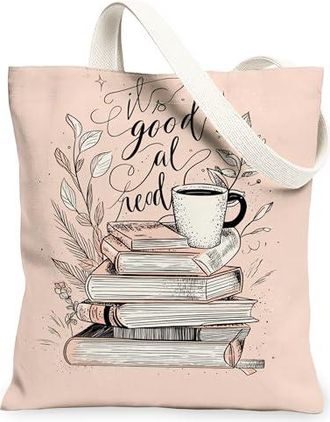 Generic Sacs fourre-tout en toile avec motif floral - Design vintage - L&eacute;gers et r&eacute;utilisables - &Eacute;paules lavables, p&ecirc;che, 13x15 Inch