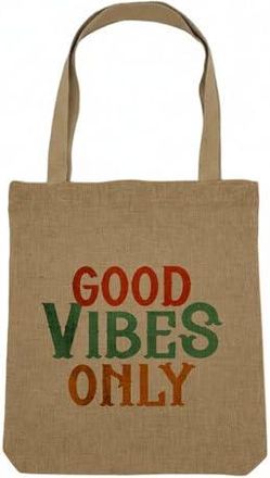 Fabulous Sac Shopping Tote Bag Aspect Lin - Good Vibes Only Music Funk 70s Vintage Retro Style - Sac de Courses Toile Epaisse 360g Beige Naturel Cabas Port&eacute; Ep
