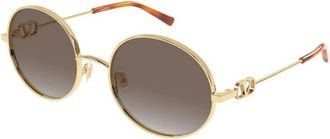 Valentino Runde Metallsonnenbrille - - Accessories - unisex - Gelb - 56 MM