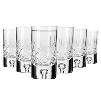Krosno Verres &agrave; Vodka 50 ml, Lot de 6 - Verre en Cristal - 2 Motifs de Taille - Pour Liqueur et Spiritueux - Faits et Taill&eacute;s &agrave; la Main - Collection Saga - I