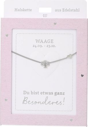 Depesche 13895.37 Halskette mit Waage und Herz, versilbert, variabel in der L&auml;nge tragbar (42 cm + 5 cm), als Geschenk oder kleine Aufmerksamkeit