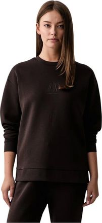 A|X Armani Exchange SweaT-shirt &agrave; col rond avec logo - Femme - Sweatshirts et sweats &agrave; capuche - Brun - Taille: 36 FR