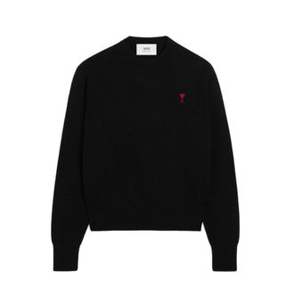Ami Schwarzer Crewneck Pullover mit Ami De Coeur Motiv - - Knitwear - Herren - Schwarzk - L