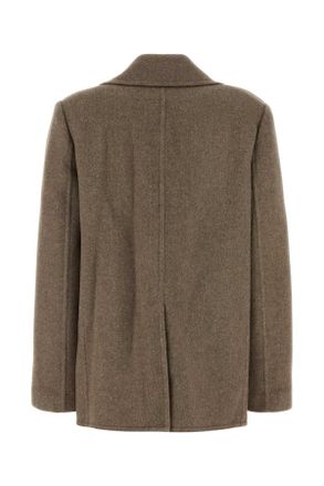 Tory Burch Womens Dove Grey Wool Blend Coat Beige Shell : Cappotti