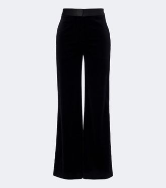 Victoria Beckham Pantalon &eacute;vas&eacute; Alina en coton m&eacute;lang&eacute;