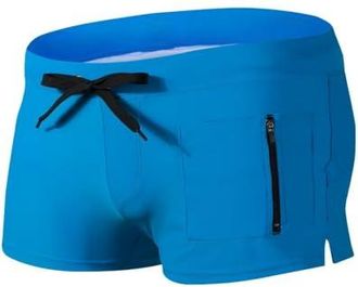 Generic HUIWDP Maillot de bain pour homme avec poche zipp&eacute;e et doublure en maille, bleu clair, L