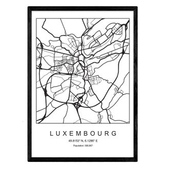 Nacnic Drucken Stadtplan Luxemburg skandinavischen Stil in Schwarz und Weiß. A3 Größe Plakat Das bedruckte Papier Keine 250 gr. Gemälde, Drucke und Poster fü
