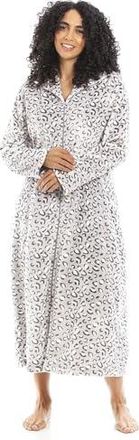 Camille Peignoirs en polaire ultra douce à fermeture éclair pour femme, Animal gris, 10-12