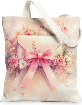 Generic Sacs fourre-tout en toile &agrave; motif floral, sacs de courses r&eacute;utilisables, sacs de courses r&eacute;utilisables, printemps romantique, vintage, l&eacute;ger, lavable,