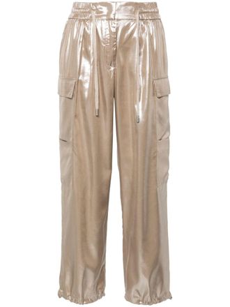 PESERICO pantalon droit m&eacute;tallis&eacute; &agrave; poches cargo - Tons neutres