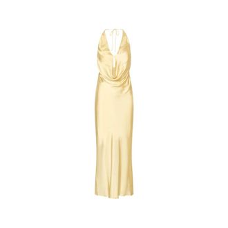 Rotate Rotate Birger Christensen, Femme, Robes, Jaune, Taille: 40 FR Robe Halter en Mousseline