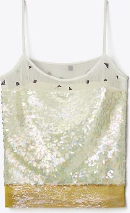 Tory Burch Damen Besticktes Tr&auml;gertop aus Lam&eacute;