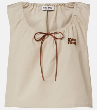 Miu Miu Top court en coton m&eacute;lang&eacute;