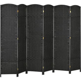 HOMCOM Paravent interieur - HOMCOM - en bois - 6 panneaux - 240 x 170 cm - pour salon, chambre &agrave; coucher - noir