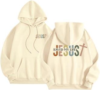 Generic Sweat &agrave; capuche pour femme Jesus Jesus Saved My Life Essential Hoodies Christian Loose Fit Cute Plain Hooded Faith Pullover Hoodies for Teens Trendy w