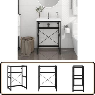 vidaXL Badezimmer Waschtischgestell Schwarz 59x38x83 cm Eisen - Badezimmerm&ouml;bel - Waschtischgestell - Eisen - Schwarz - Unterw&auml;scheaufbewahrung