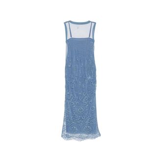 Sir. Sir., Femme, Robes, Bleu, Taille: 38 FR Robe Longue en Dentelle de Maille