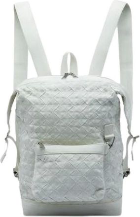 Bottega Veneta Sac &agrave; dos en toile Pre-owned - Femme - Pre-owned - Blanc - Taille: ONE Size