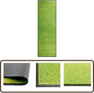 vidaXL Fußmatte Waschbar Grün 60x180 cm - Innenfußmatte - Outdoor-Matte - Türmatte - Gummi Fußmatte - Wasserdichte Fußmatte