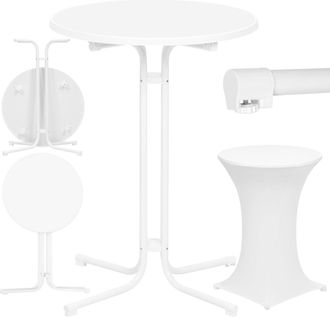 Woltu Stehtisch klappbar, Bistrotisch mit Husse, Gartentisch wetterfest rund, Bartisch Ø 80 cm, Hochtisch 110 cm, Beistelltisch Indoor Outdoor, für Garten P