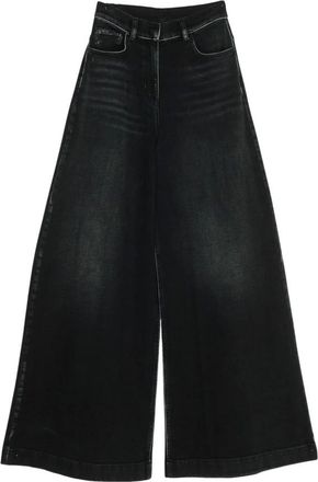Twinset Femme, Pantalons, Noir, Taille: W26 Jeans Wide Leg Vita Alta