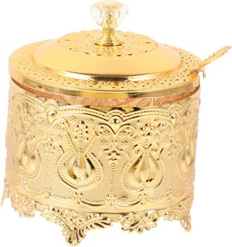 Garneck Konfektschale Mit Deckel Gepr&auml;gte Bonbonschale Vorratsglas F&uuml;r Bonbons Dekorative Bonbonschale Aus Glas Und Metall Kleine F&uuml;r K&uuml;che Und Zuhause