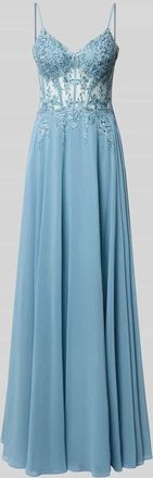 Luxuar Fashion Maxikleid mit Stitchings und Ziersteinbesatz