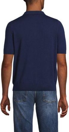 Lands End Kurz&auml;rmeliger Merino-Polopullover, Herren, Gr&ouml;&szlig;e:48-50 regular, Blau, by Lands End