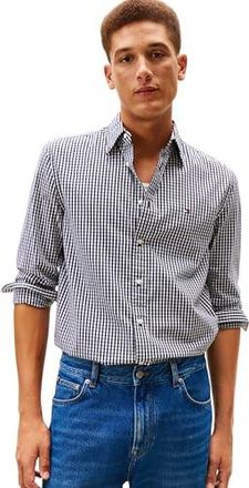 Tommy Hilfiger Hommes Flex Popeline Big Vichy RF Shirt MW0MW41713 L/S Chemise, Noir, XL, Noir (Noir/Carreaux), XL