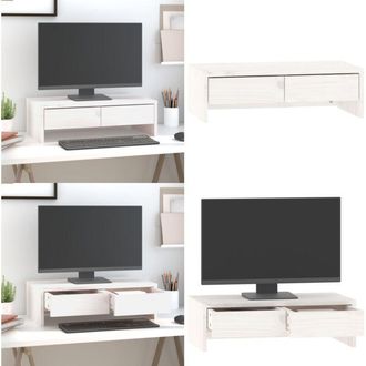 vidaXL Monitorst&auml;nder Wei&szlig; 50x27x15 cm Massivholz Kiefer - Monitorst&auml;nder - Holzm&ouml;bel - Schreibtischorganisator - Kiefernholzm&ouml;bel - B&uuml;robedarf - Home &