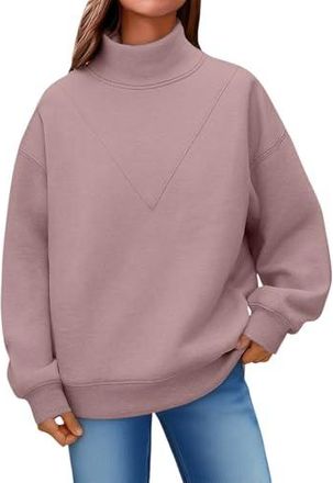 Generic Pull pour femme - Couleur unie - Haut surdimensionn&eacute; - Col rond - Manches longues - Automne - Hiver - D&eacute;contract&eacute; - Confortable - Tendance - Confortab