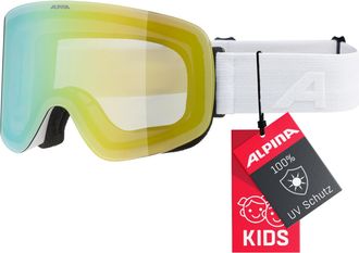 Alpina PENKEN - verspiegelte, beschlagfreie, rahmenlose Skibrille mit 100% UV-Schutz f&uuml;r Erwachsene - white matt - one size