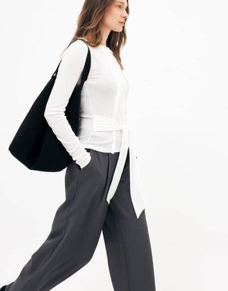 NA-KD Top boutonn&eacute; en jersey &agrave; superposition - Blanc cass&eacute;