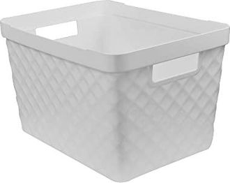 Ordinett Aufbewahrungsbox Kubica | Weiß | Fassungsvermögen 51 l | Aufbewahrungsbox rechteckig