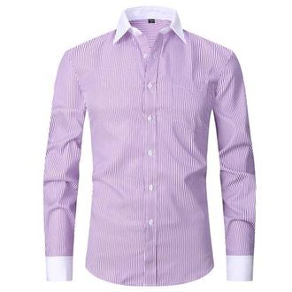 Generic Chemise &agrave; manches longues pour homme - Classique - Moderne - Coupe facile - Avec col Kent - En coton m&eacute;lang&eacute; - Pour la vie quotidienne, le bureau, les