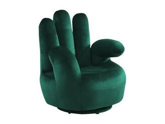 Vente-Unique Fauteuil Main pivotant Catchy en Velours - Vert Sapin