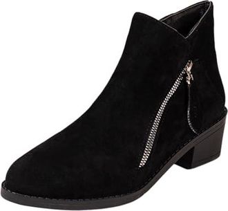 BDBD Bottines pour femme avec talon bloc - Bottes de cowboy &agrave; enfiler - Fermeture &eacute;clair - Bottes western r&eacute;tro - Bottines de transition &eacute;l&eacute;gantes - Bottes