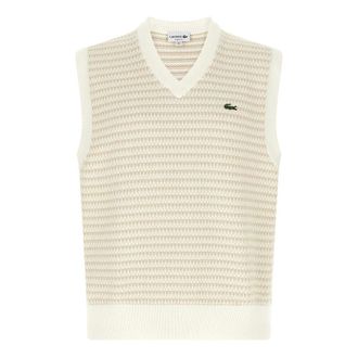 Lacoste Weste aus Wabenjacquard - - Knitwear - Herren - Beige - M