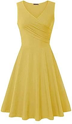 Generic Robes amincissantes pour femmes, robe d&eacute;contract&eacute;e &agrave; imprim&eacute; floral pour lext&eacute;rieur, la maison, &agrave; manches courtes, t-shirt mince, col en V fronc&eacute;, min