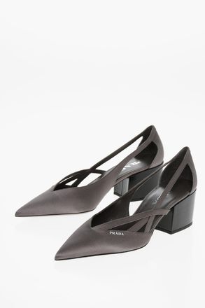 Prada Satin Pointed-Toe Pumps with Cut-Outs 6cm Prada
