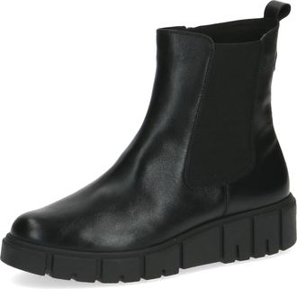 Caprice Damen Stiefeletten ohne Absatz aus Leder mit Rei&szlig;verschluss, Schwarz (Black Nappa), 40 EU