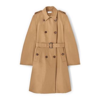 Motivi Zweireihiger Trenchcoat aus Baumwollmischung mit G&uuml;rtel - - Coats - Damen - Braun - XL