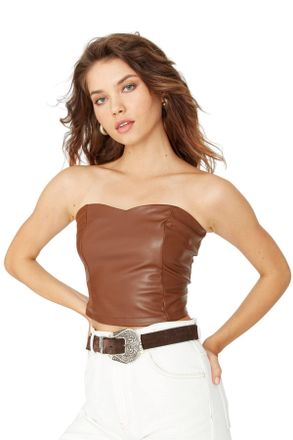 Trendyol Trendyol Damen Figurbetont Bodycon Schulterfrei Webstoff Bluse, Braun, 36