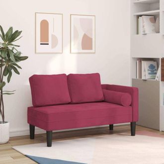 vidaXL Chaise longue avec coussins rouge bordeaux velours Vidaxl
