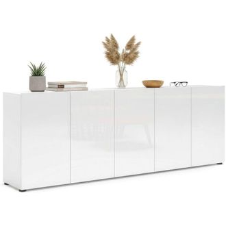 Dmora Macaria Anrichte, Kommode mit 3 F&auml;chern, 38x225x79h cm Wei&szlig;